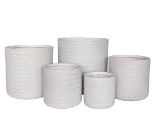 urbanLITE Bamboo Cylinder Pot White - Project Plants