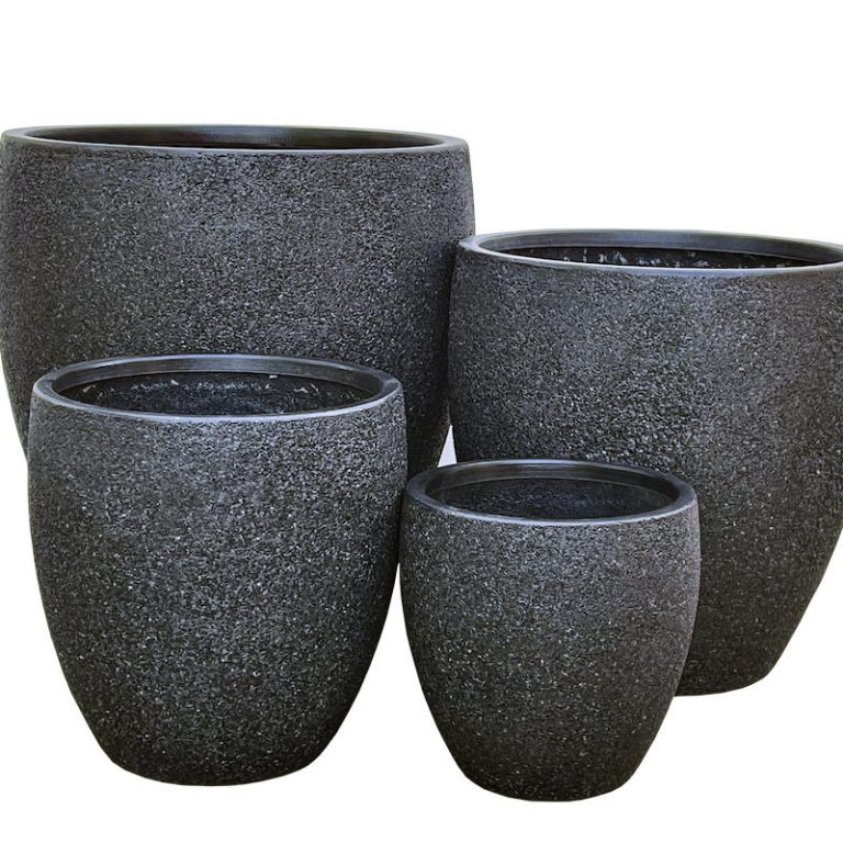 Modstone Montague Egg Pot Black Stone - Project Plants